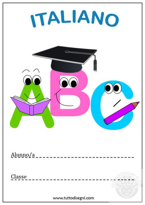 Copertina per il quaderno di italiano da stampare - TuttoDisegni.com