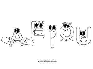 Le vocali da colorare - TuttoDisegni.com