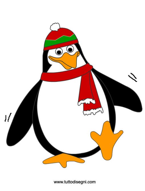 Pinguino con cappello e sciarpa - TuttoDisegni.com