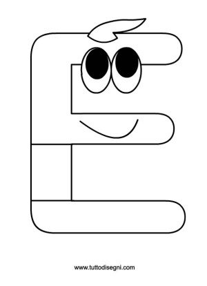 Le vocali - Lettera E da colorare - TuttoDisegni.com
