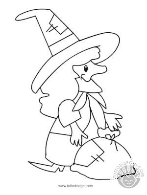 Disegno Befana con sacco da colorare - TuttoDisegni.com