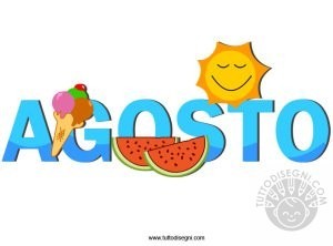 Agosto: scritta colorata - TuttoDisegni.com
