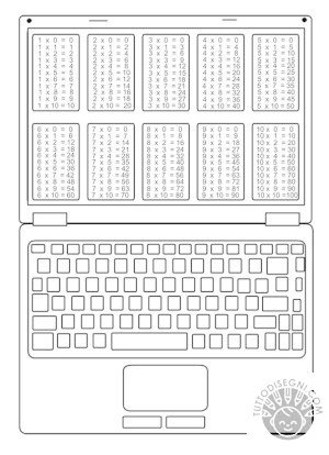 Tabelline di matematica con disegno da colorare - TuttoDisegni.com