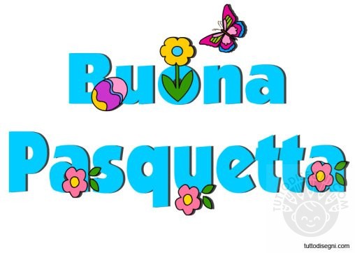 Scritta Buona Pasquetta con fiori e farfalle - TuttoDisegni.com