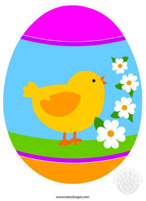 Uovo di Pasqua con pulcino - TuttoDisegni.com