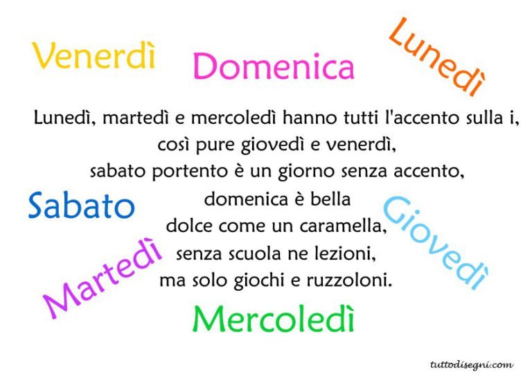 Filastrocca giorni della settimana - TuttoDisegni.com