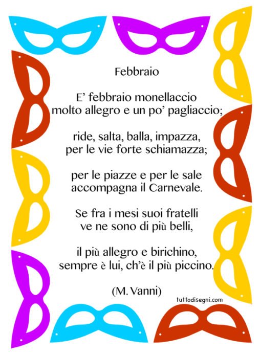 Filastrocca Febbraio con cornice - TuttoDisegni.com