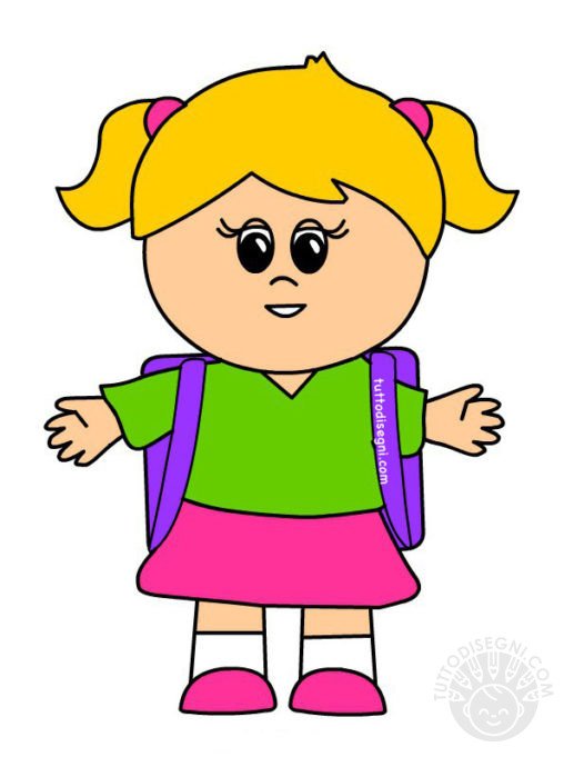 Bambina Scuola Infanzia con zaino - TuttoDisegni.com