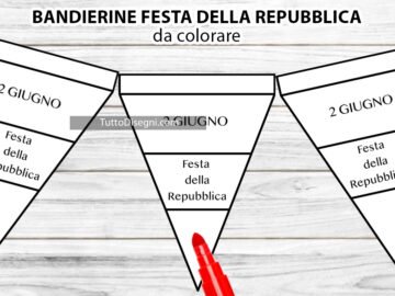 Bandierine Festa della Repubblica da colorare - TuttoDisegni.com