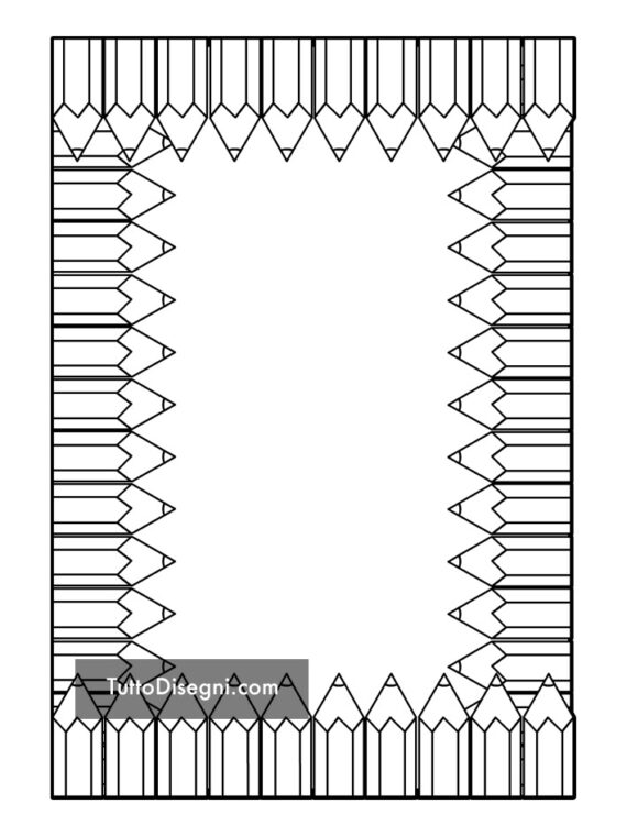 Cornice con matite da colorare - TuttoDisegni.com