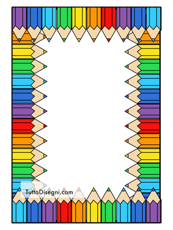 Cornice con matite colorate - TuttoDisegni.com