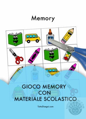 Gioco Memory con materiale scolastico - TuttoDisegni.com