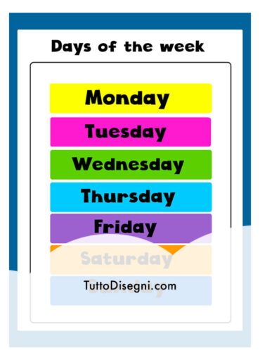 I giorni della settimana in inglese - TuttoDisegni.com
