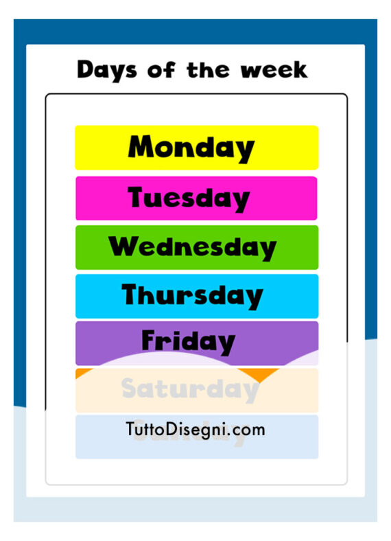 I giorni della settimana in inglese - TuttoDisegni.com