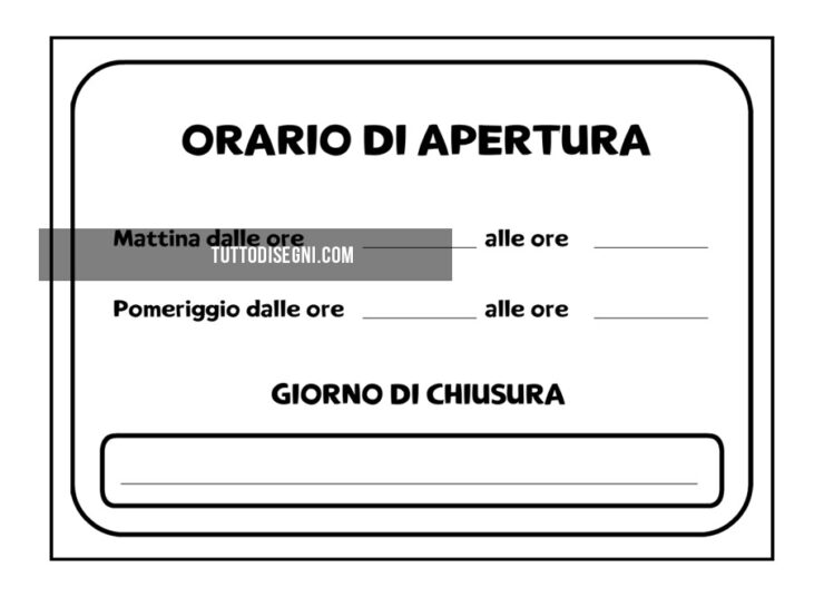 Cartello orario di apertura - TuttoDisegni.com