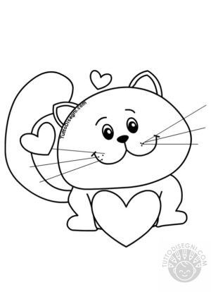 Gatto con cuore - TuttoDisegni.com