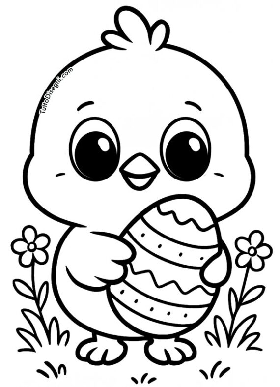 Pulcino con uovo - TuttoDisegni.com