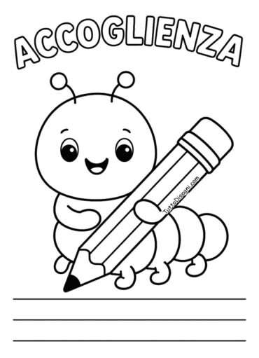 Bruco con Matita dell’Accoglienza da Stampare e Colorare - TuttoDisegni.com