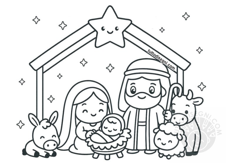 Presepe stilizzato da stampare e colorare - TuttoDisegni.com