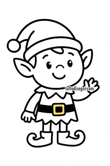 Elfo di Natale da Colorare - TuttoDisegni.com
